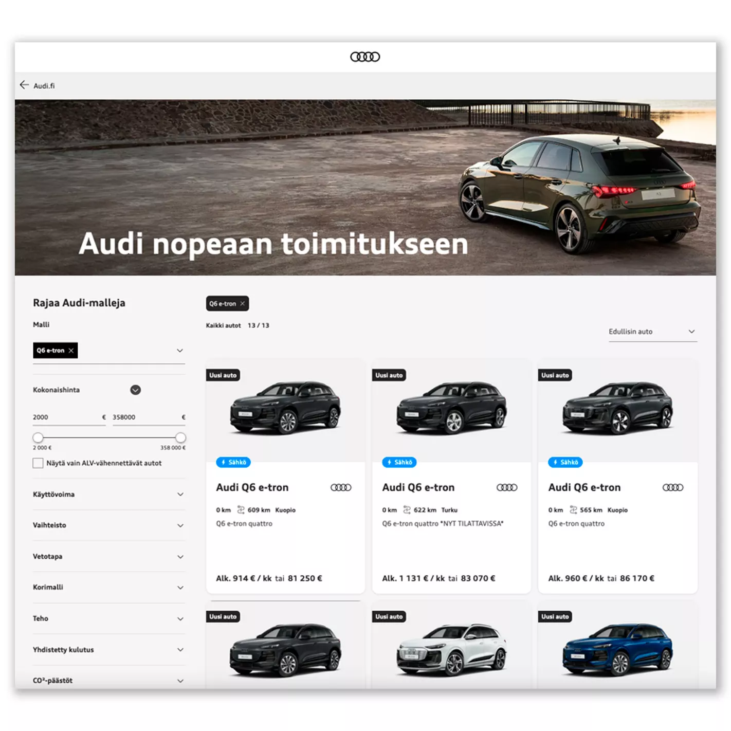Audi Finland. Tervetuloa tutustumaan tekniseen etumatkaan.
