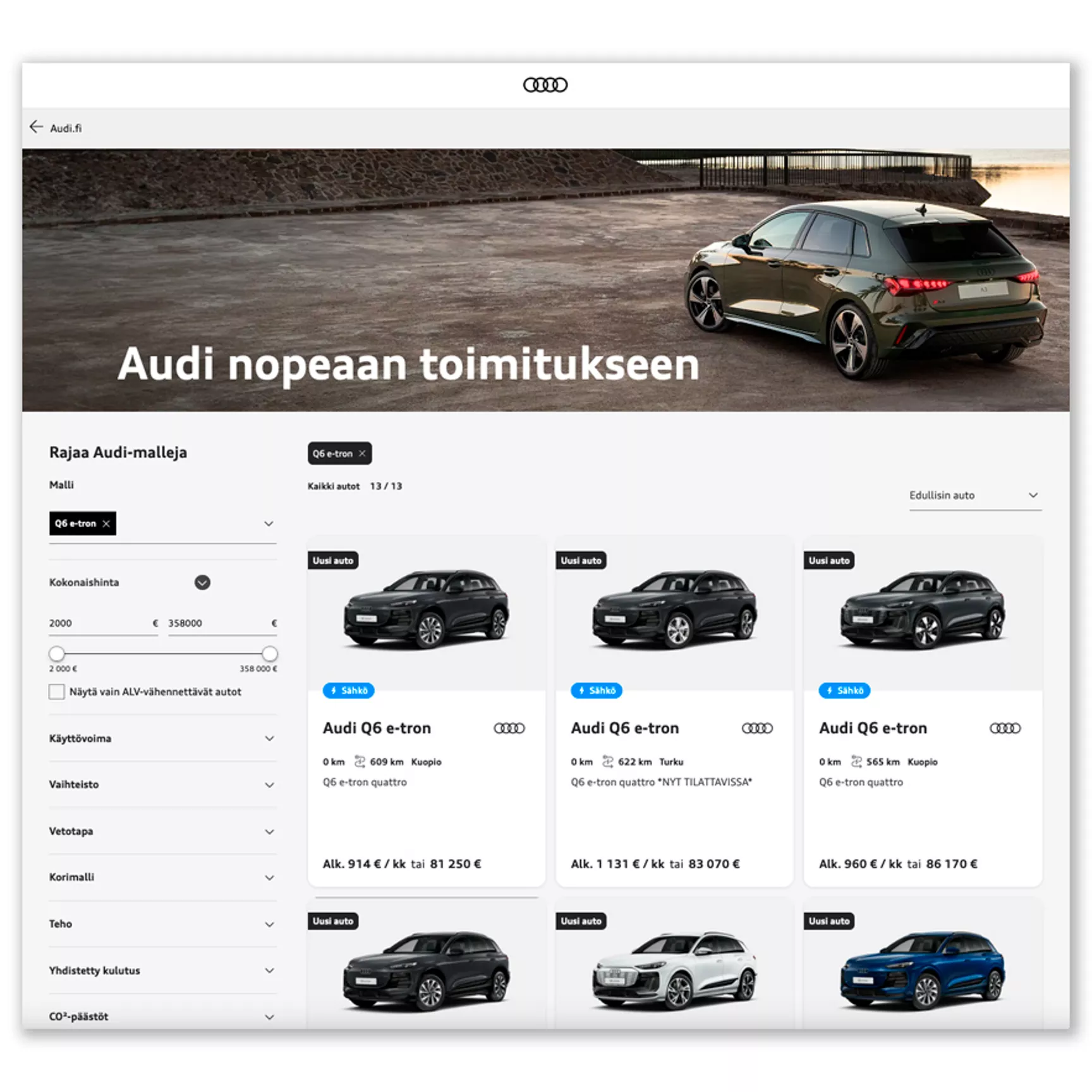 Audi Finland. Tervetuloa tutustumaan tekniseen etumatkaan.