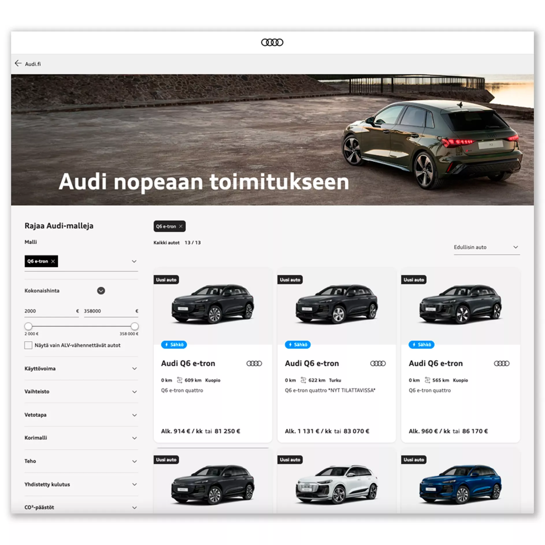 Audi Finland. Tervetuloa tutustumaan tekniseen etumatkaan.